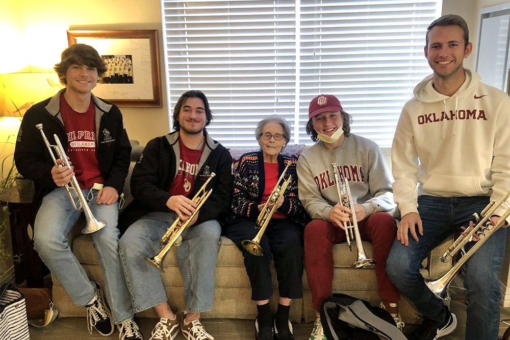 OU Band Members Give Surprise Trumpet Concert to 103-Year-Old Alum